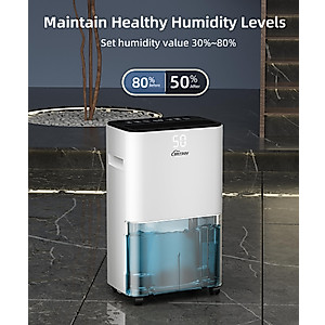 34 Pint Dehumidifier for Basement with Drain Hose & 0.66 Gallon Tank, BRITSOU Dehumidifiers for Home with Auto Shut off, 24HR Timer, Ideal for Home Bedroom Bathroom