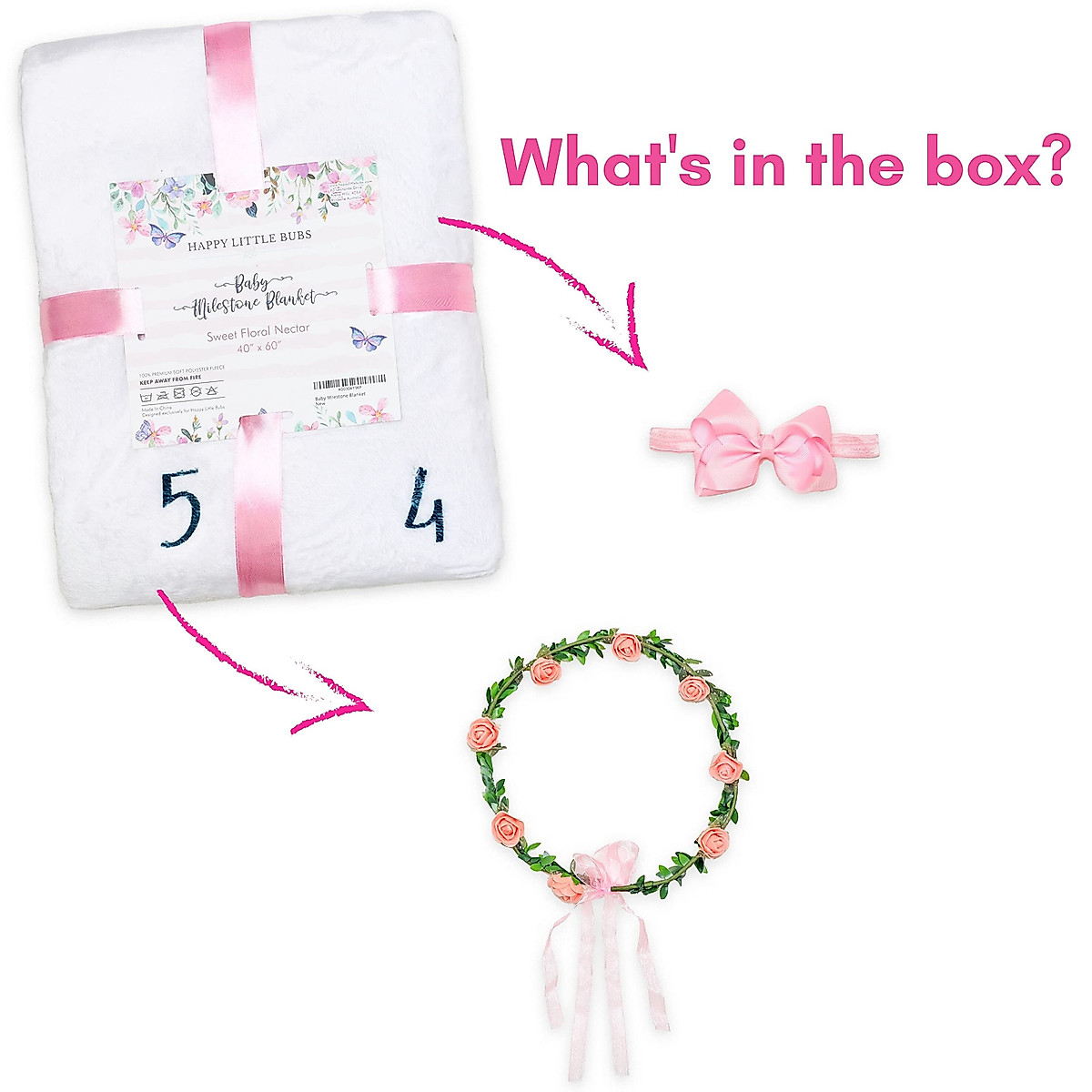 Happy Little Bubs - Baby Girl Milestone Blanket - Baby Blankets for Girls - Baby Monthly Milestone Blanket Girl - Baby Month Blanket - Milestone Blanket for Baby Girl - Baby Girl Blanket 60''x40''