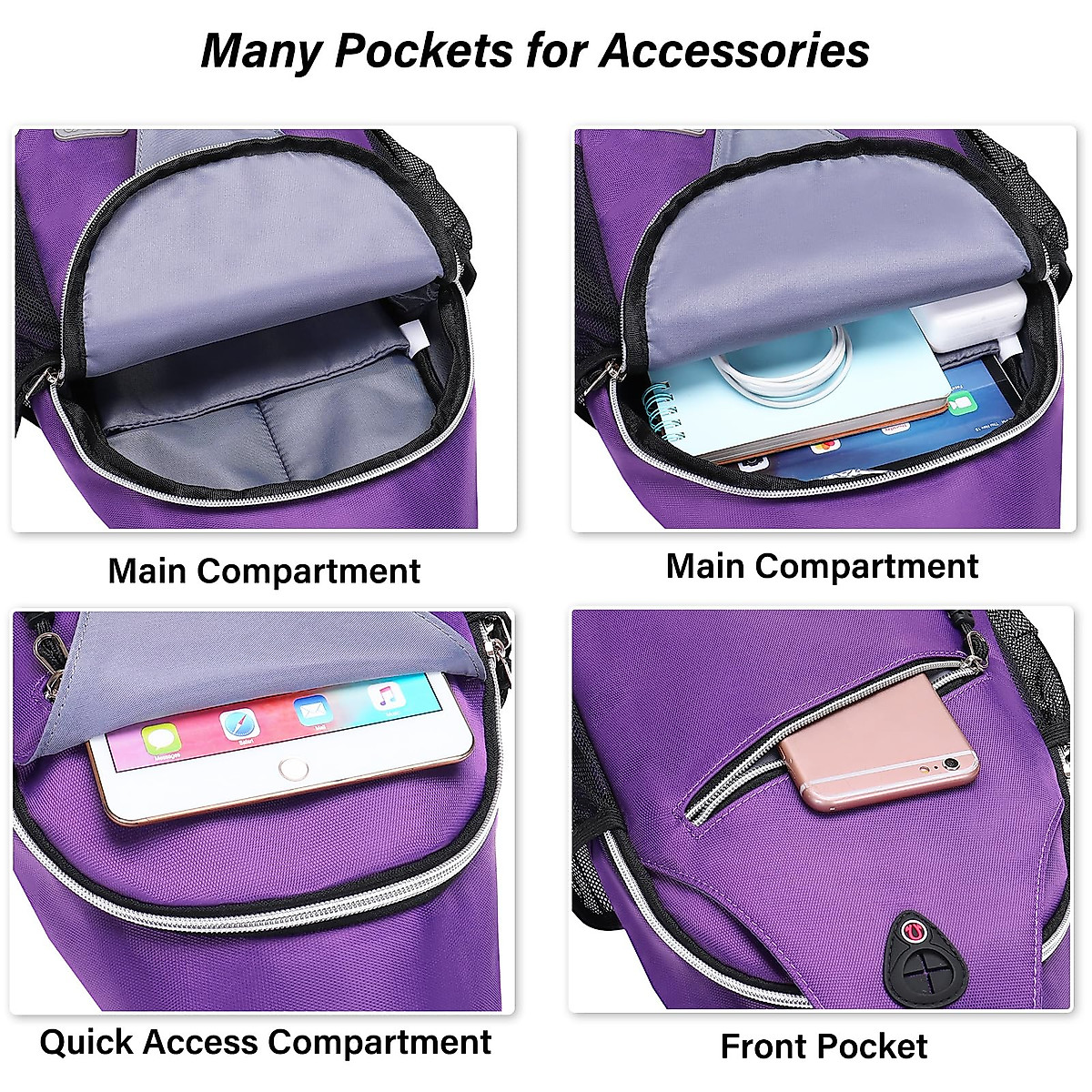 MOSISO Sling Backpack, Multipurpose Crossbody Shoulder Bag Travel Hiking Daypack, Ultra Violet, Medium