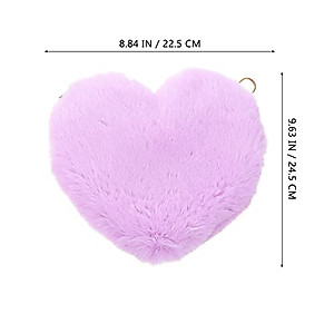 TENDYCOCO Heart Shaped Clutch Purse Faux Fur Shoulder Bag Crossbody Bag Fluffy Handbag (Violet)