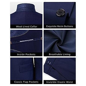 YND Men's Slim Fit 2 Piece Suit, One Button Jacket Pants Set with Tie, Solid Party Wedding Dress Blazer, Tux Trousers, Light Pink