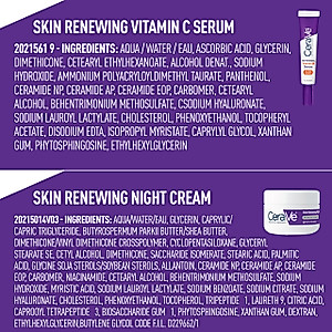 CeraVe Vitamin C Serum and Night Cream Skin Care Set, Brightening Serum with 10% Pure Vitamin C and Night Moisturizer with Peptides, Hyaluronic Acid and Ceramides, 1oz Vit C + 1.7oz Moisturizer
