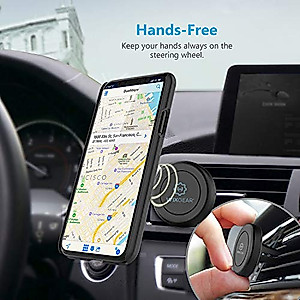 WixGear Universal Air Vent Magnetic Phone Car Mount Holder with Fast Swift-Snap Technology for Smartphones and Mini Tablets, Black 1 Pack