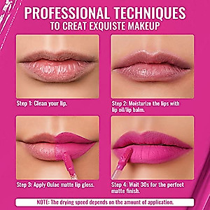 Oulac Matte Barbie Pink Lipstick for Women, Liquid Long Lasting Lip Stick Waterproof, Smudge-Proof, Creamy High Pigmented Formula with Rose Oil, Vegan & Cruelty-Free,Pink M06