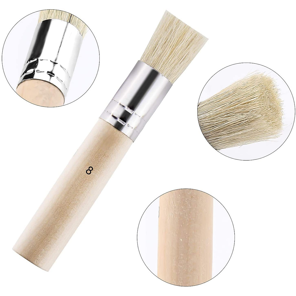 LUTER 6Pcs Wooden Stencil Brushes, Natural Bristle Stencil Brushes for Acrylic Painting, Oil Painting, Watercolor Painting, Card Making, DIY Art Crafts Project (3 Sizes)