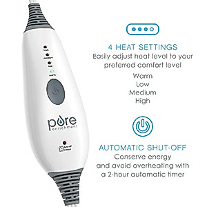 Pure Enrichment® WeightedWarmth™ - 2-in-1 Original Heated Weighted Blanket (50” x 60”) 13lbs, 4 InstaHeat™ Settings, BPA-Free Non-Toxic Glass Beads, Soft Micromink and Sherpa, with Storage Bag