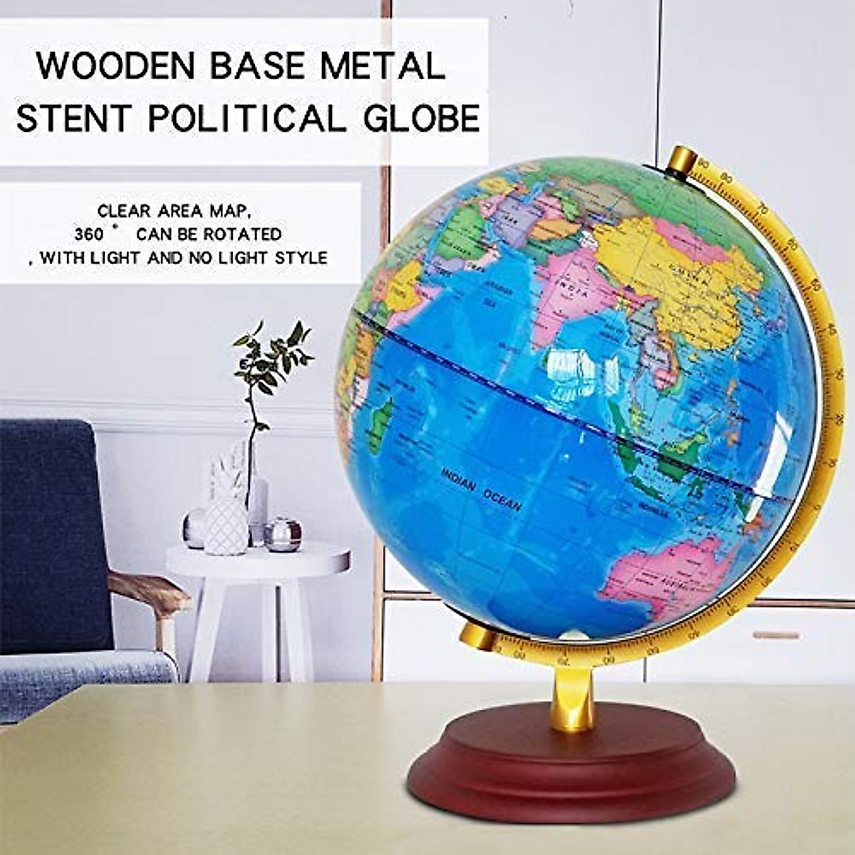 World Globe Great for Kids And Adults, 10 Inch Desk Classroom Decorative Globe with Stand, Learning Education Teaching Demo Home Office Desk Decoration