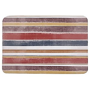 Red Stripe Bath Rugs Geometric Design Sponge Doormat Non Slip Backing Durable Soft Flannel Mat Memory Foam Mats Carpet for Bathroom Kitchen 32x20In