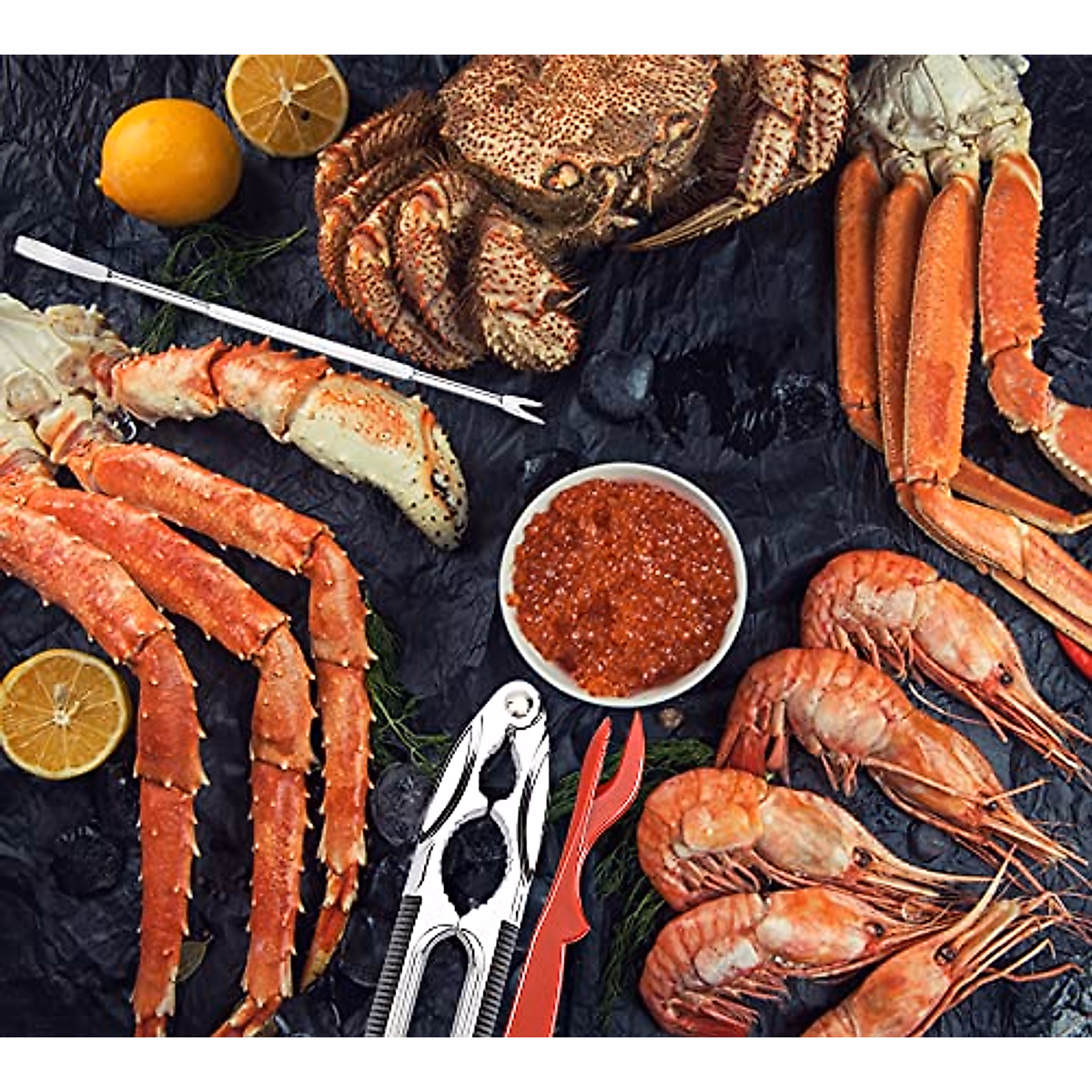 WENDOM Professional 10pcs Crab Leg Crackers and Tools Set with Storage Bag for Lobster, Crawfish, Prawns, Shrimp, Seafood Tools Easy Opener Shellfish Picks Knife