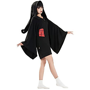 haikyuu Women Halloween Skull Nightdress Skeleton Onesie Bat Pajama Loungewear Hooded Kigurumi SleepDress Homewear Daily Wear (large, black 3)