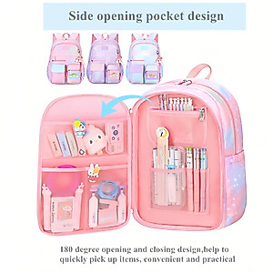 Girls Backpack, Kids Backpacks for Girls, Cute Gradient Kids Bookbags with Compartments Elementary School Bag for Teens