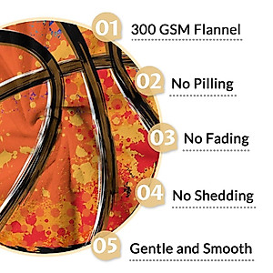 Blanket for Boys - Basketball Throw Blanket Gift for Basketball Lover - 50x40 Inches Sports Blankets for Kids Teens - Black Soft Fuzzy Basketball Stuff for Couch Sofa Bed