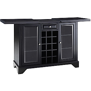 Crosley Furniture Alexandria Sliding Top Bar Cabinet with Storage Shelves, Drawer, and Wine Rack, Vintage Mahogany