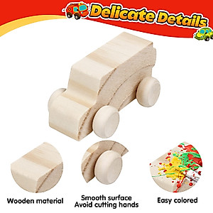 SHAPGEI 12 Pieces Wood DIY Car Toys Unfinished Wooden Cars Paintable Wood Car Blocks Crafts for Students Home Activities Easy Woodworking and Family Time Set for 3 4 5 Years Old Boys Girls