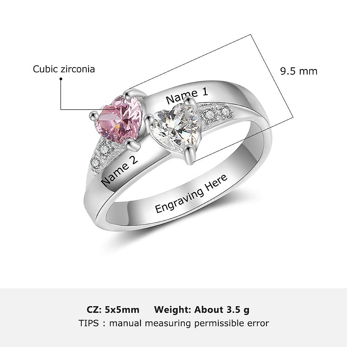 LoraPetid Personalized Birthstone Rings for Women Custom Mothers Rings with 2 Names Promise Rings for Her Customized Jewelry Gifts for Mom (7)