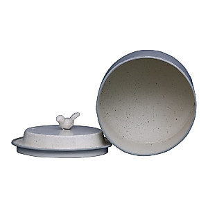 Foreside Home & Garden Off- White Enamel Metal Lidded Decorative Storage Trinket Box FDDD10075