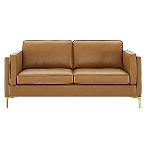 Modway Kaiya Upholstered Vegan Leather Sofa, Tan