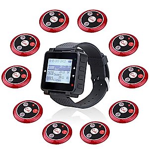 Retekess T128 Restaurant Pager System,Wireless Caregiver Call System,10 4-Key Waterproof Alert Call Buttons for Waiter,Customer,Staff,Caregiver