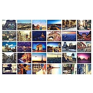 Travel postcards,Set of 30 Post cards variety pack depicting from Around the World Famous Travel Sites,Assorted Postcards Bulk, 4 x 6 -Paris