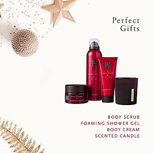 RITUALS Ayurveda Rebalancing Gift Set - Foaming Shower Gel, Body Scrub, Body Cream & Candle with Indian Rose & Sweet Almond Oil - Medium