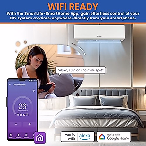 Klimaire DIY 24,000 BTU 19 SEER2 Mini Split Heat Pump Air Conditioner w/ 25-ft Pre-Charged Quick-Connect Installation Kit - 230V