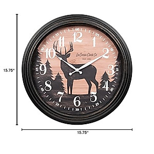 La Crosse Clock 433-3841D 15.75" Indoor/Outdoor Northwoods Deer Quartz Wall Clock