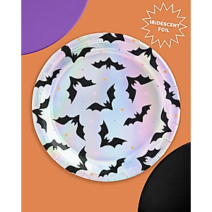 xo, Fetti Halloween Plates - 24 pcs | Halloween Tablescape, Spooky Season Setting, Haunted House Party, Checkered Kids Table Decor