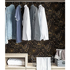 Pip & Lo PLS4210 Black Ethereal Cosmos Peel Stick Wallpaper, Brown