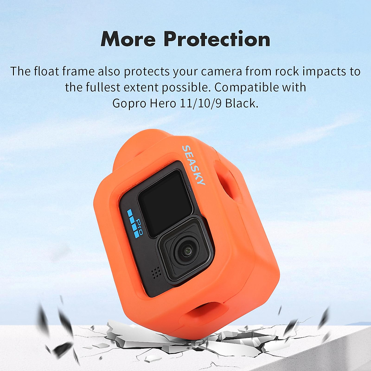 SEASKY Floaty Soft Foam Case & Hand Grip Stick Kit Set Accessories for Gopro Hero 12/11/10/9 Black Action Sports Camera Snorkeling Surfing, Wakeboarding Floating Protective Cage housing Shell Cover