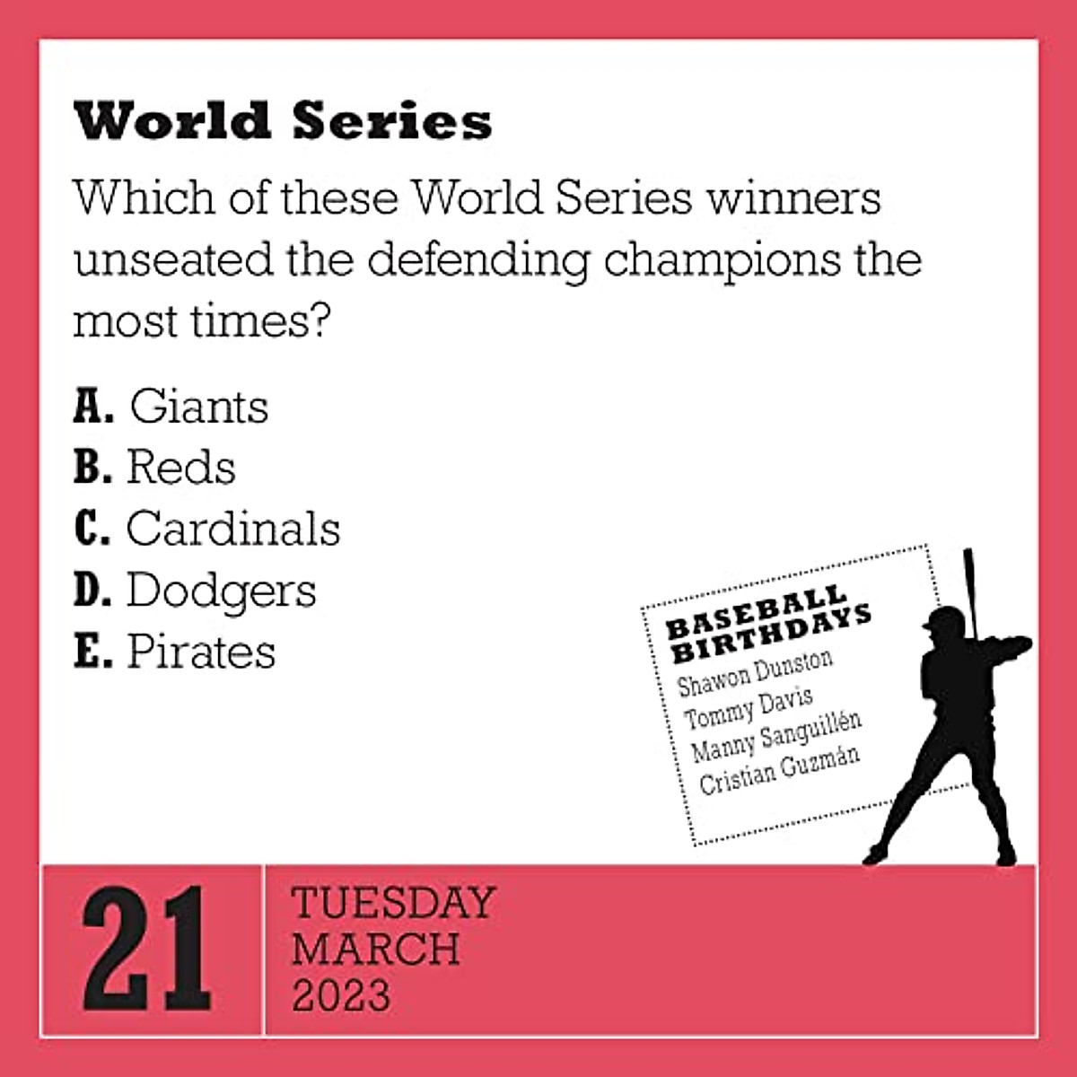 Year of Baseball Trivia! Page-A-Day Calendar 2023: Immortal Records, Team History & Hall of Famers