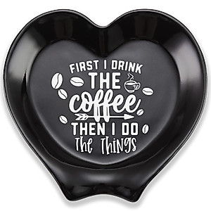 Heart-shaped Ceramic Coffee Spoon Rest, Coffee Spoon Holder, Station Decor Coffee Bar Accessories, Coffee Table Decor, Funny Coffee Quote, Coffee Lovers Gift for Sisters Girlfriends Women, and Men