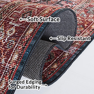 SAFAVIEH Tucson Collection Accent Rug - 4' x 6', Rust & Green, Persian Design, Non-Shedding Machine Washable & Slip Resistant Ideal for High Traffic Areas in Entryway, Living Room, Bedroom (TSN114P)