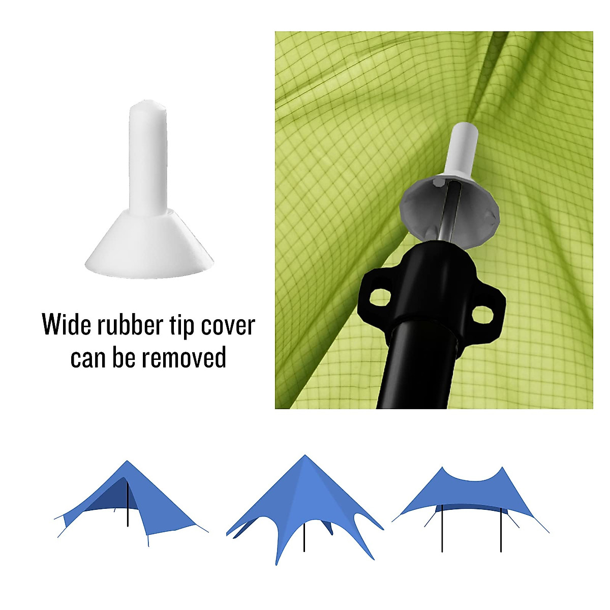 SaphiRose Adjustable Tarp Poles Set of 2 for Tents,Camping,Shelters,Hiking,Awnings(Black)
