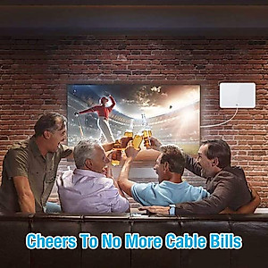 1byone Amplified HD Digital TV Antenna - Support 4K 1080p and All Older TV's - Indoor Smart Switch Amplifier Signal Booster - Coax HDTV Cable/AC Adapter