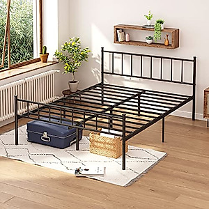 HLIPHA Full Size Metal Platform Bed Frame with Heavy Duty Steel Slat Support,14" Height Easy Assembly Mattress Foundation,No Box Spring Needed,Black