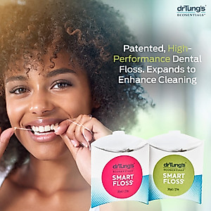 DrTung's Smart Floss - Natural Floss, PTFE & PFAS Free Floss, Gentle on Gums, Expands & Stretches, BPA Free Floss - Natural Dental Floss Cardamom Flavor (Pack of 6)