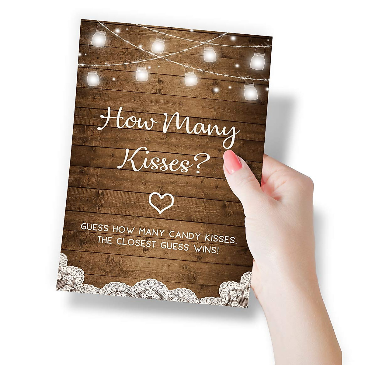 Printed Party Bridal Shower Game Set – 5 Fun Games and Activities for 50 Guests, Includes Bingo, Trivia, Guess How Many, and Advice Cards, Rustic Country Wedding Shower Games