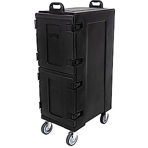 Carlisle FoodService Products Cateraide Plastic Insulated Dual Capacity Food Pan Carrier With Dolly, 10 Pan Capacity, 50 Inches, Black