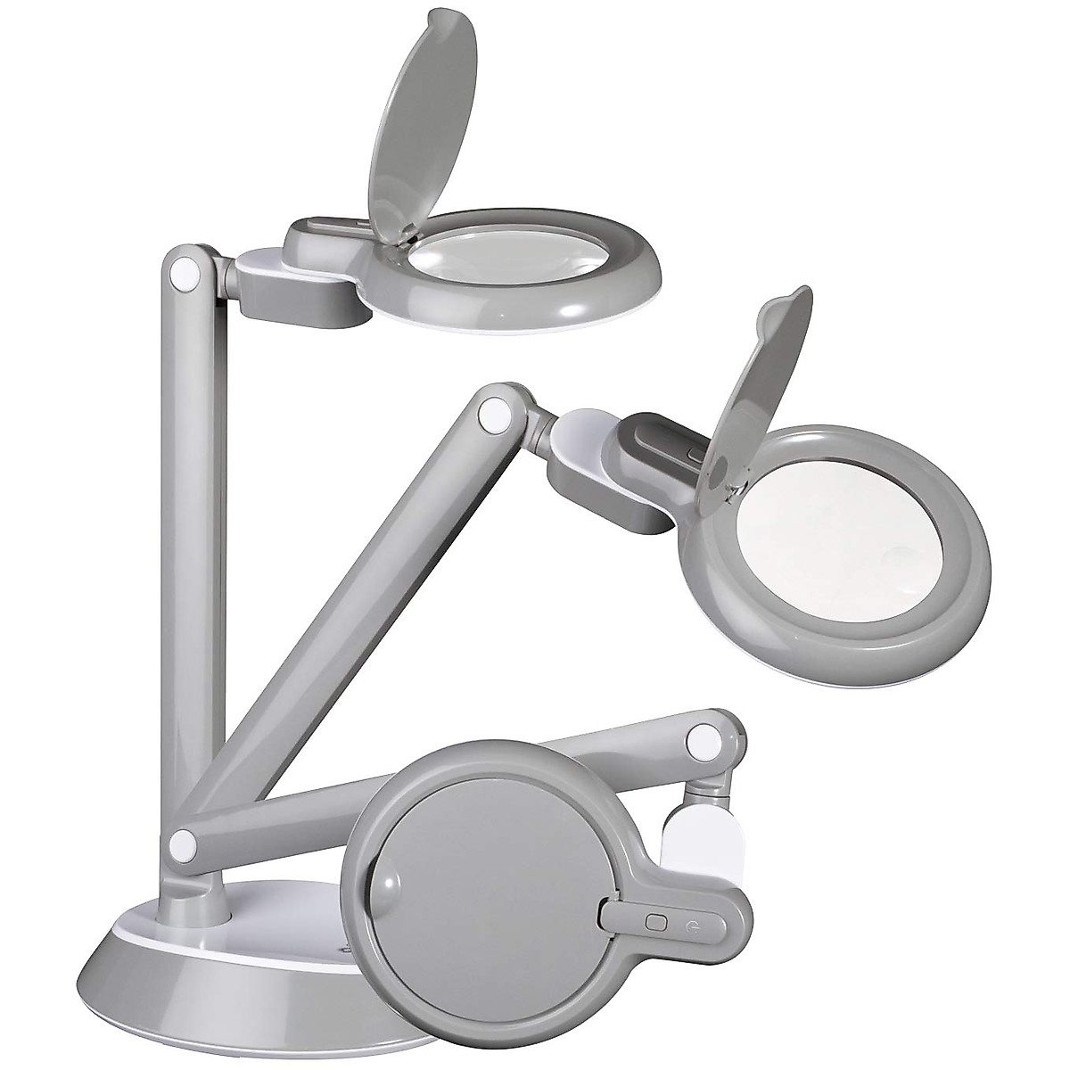 OttLite LED Space Saving Magnifier Desk Lamp – Optical Grade Magnification, Adjustable Arm, Pivoting Head, Portable to Travel, for Crafting & Needlework