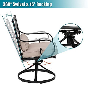 MFSTUDIO 7 PCS Patio Furniture Set with 1 Hand Painting Wood-Like Table and 6 Heavy Duty Metal Chair for Backyard