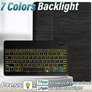 Wineecy Backlit Keyboard Case for Samsung Galaxy Tab S8 Ultra 14.6 Inch 2022(SM-X900/SM-X906), 7 Colors Backlight Detachable Wireless Keyboard & PU Folio Stand Cover Case for Tab S8 Ultra (Black)