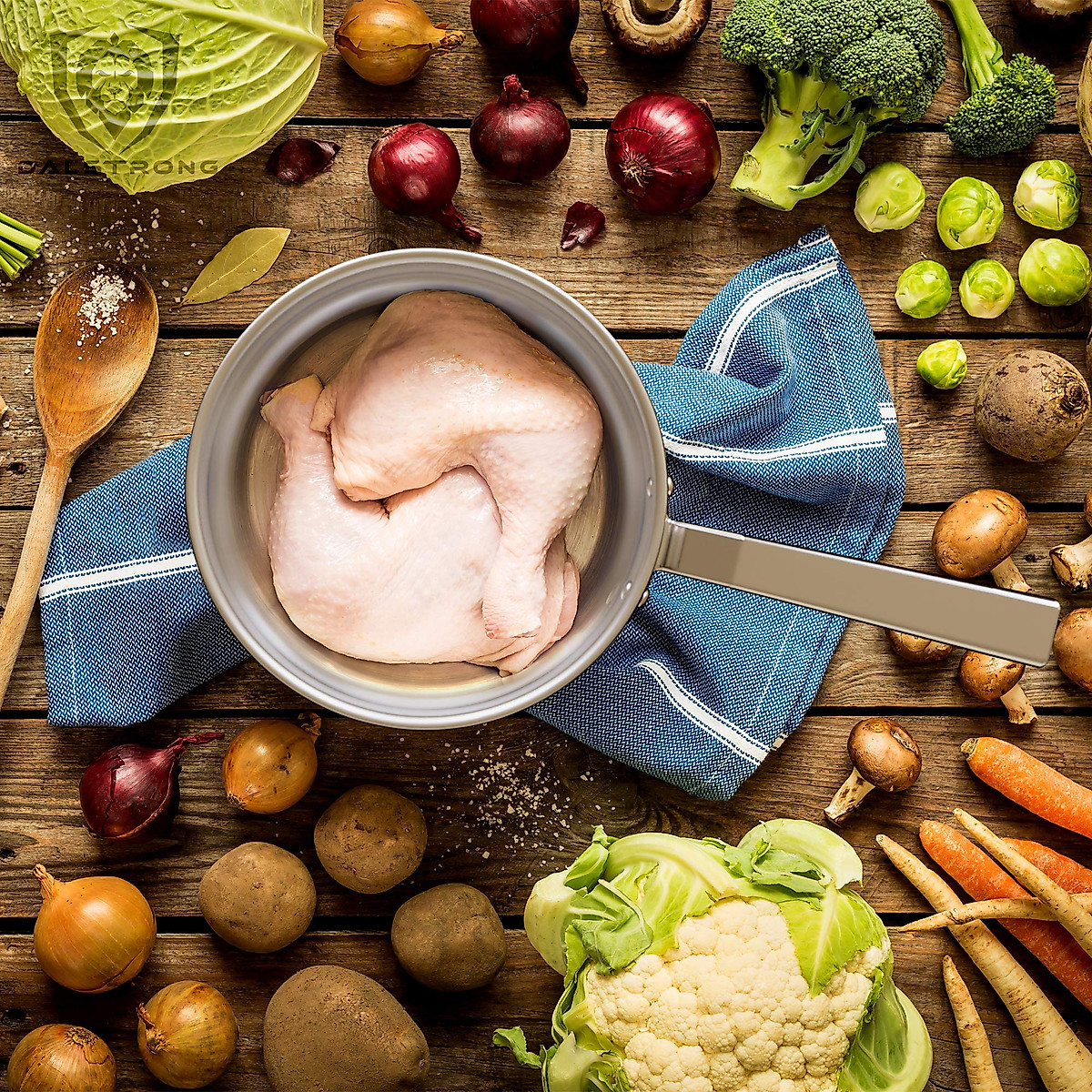 Dalstrong Sauce Pot - 3 Quart - The Avalon Series - 5-Ply Copper Core Cookware - Cooking Pot - Hammered Finish Stock Pot - Premium Silver Pots and Pans - Dutch Oven Pot with Lid & Pot Protector