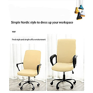 Chair Troupe Office Chair Computer Swivel Chair with Armrests Leather Seat Elastic Boss Chair Cover-Light Gray-S Code
