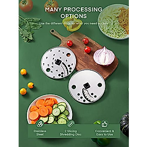 FOHERE Food Processor 8 Cup Food Chopper With Five Stainless Steel & BPA Free Accessories - Chopping, Slicing, Shredding and Whisking, 2 Speeds and Pulse Function, Black