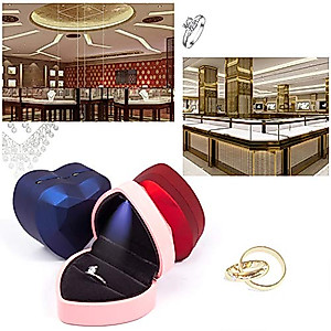 iSuperb Heart Shaped Ring Box LED Light Engagement Ring Boxes Jewelry Gift Box for Proposal Wedding Valentine's Day Anniversary Christmas (Red)