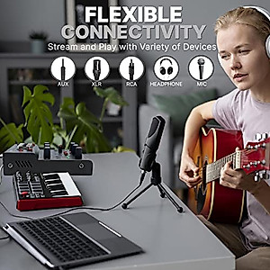 Pyle Professional Wireless DJ Audio Mixer - 3-Channel Bluetooth DJ Controller Sound Mixer w/USB Audio Interface, Combo Jack XLR+6.35mm Mic/Line/Guitar In, 3.5mm, RCA, AUX, Headphone Jack PAD33MXUBT