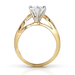 Kobelli Forever One (D-F) Moissanite Solitaire Engagement Ring 1 CTW 14k Yellow Gold, Size 5.5