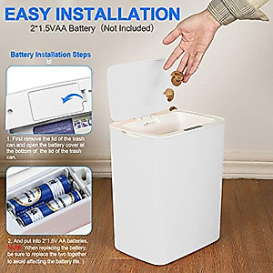 AOPUTTRIVER Touchless Sensor Trash Can 14 Liter/3.7 Gallon Small Capacity Trash Can with Lid Sensor Kitchen Bin Recycling and Waste Slim Bin Sensor Bins for Kitchen / Living Room /Office(Small)