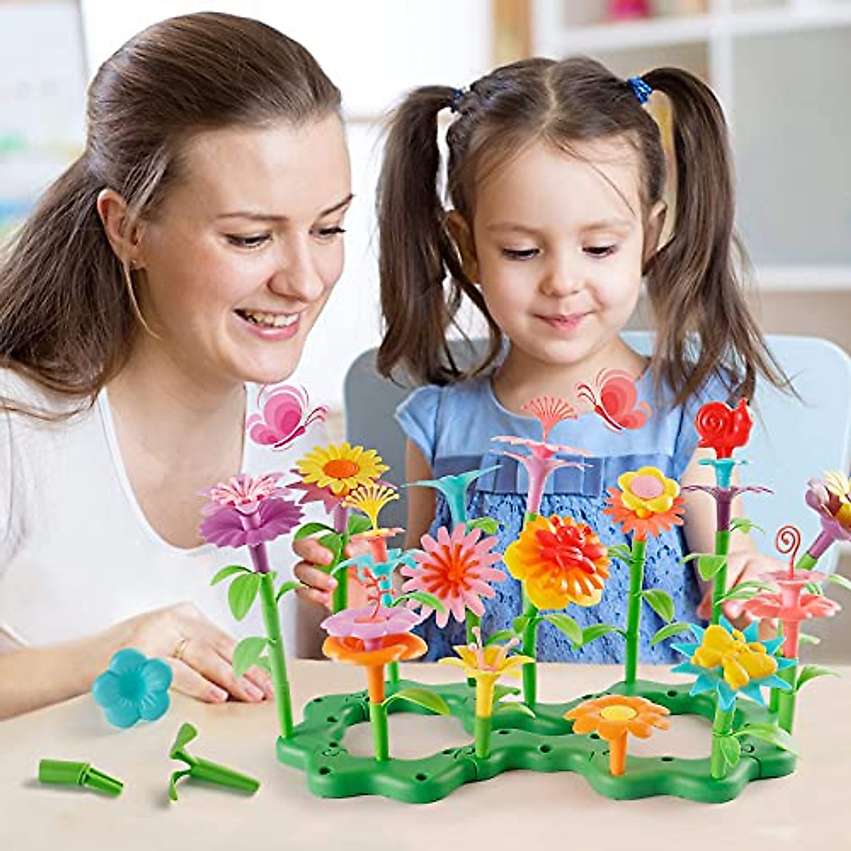 STEM Toddler Toys for Age 3 4 5 6 Year Old Girls - Flower Garden Building Toys for Preschool Educational Activity, Birthday Gifts and Stacking Learning Playset, Floral Gardening Pretend kit (150pcs)