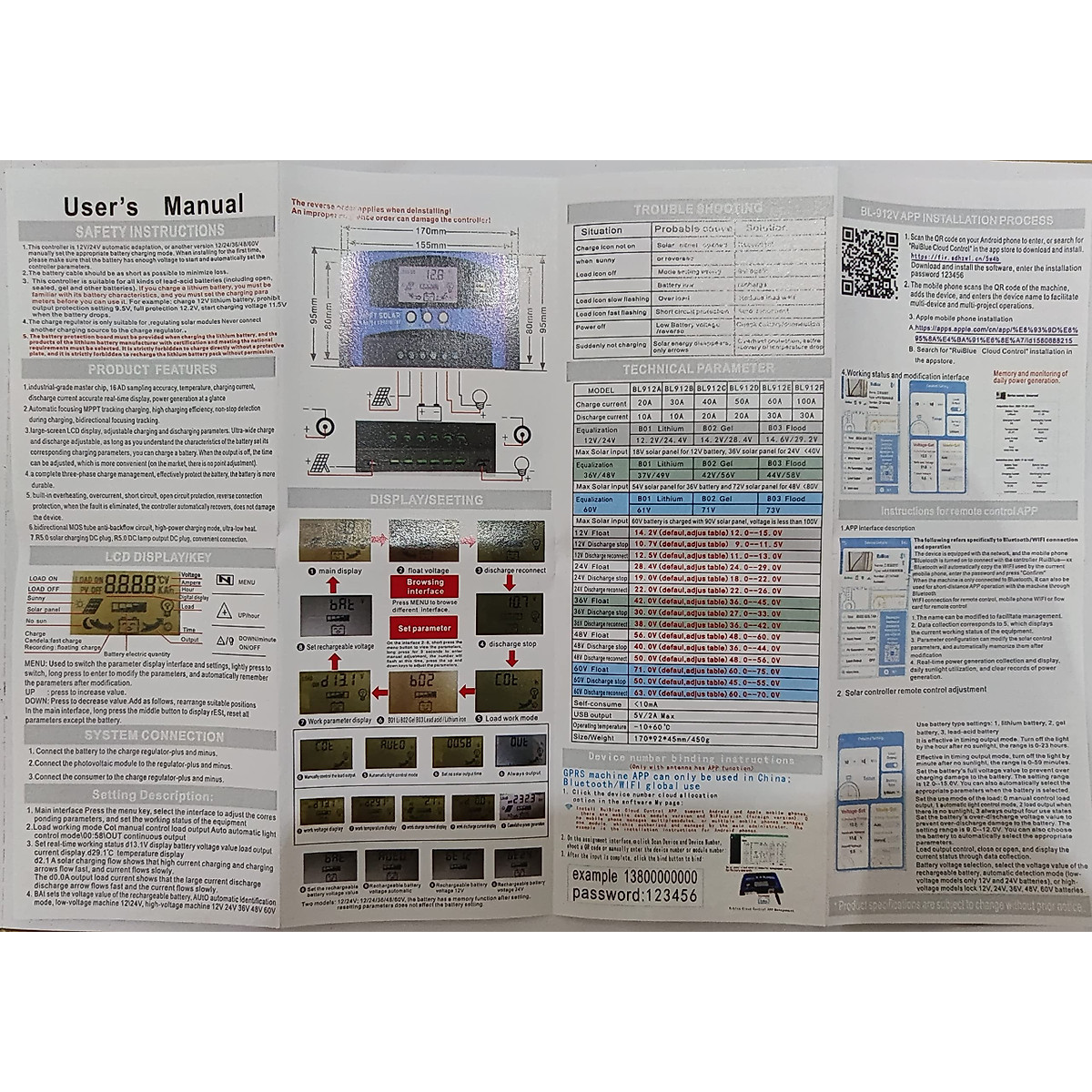 MPPT Solar Charge Controller 100 Amp,Solar Panel Regulator 12V/24V Dual USB Port Solar Panel Charger Intelligent Regulator(100A,12V/24V)